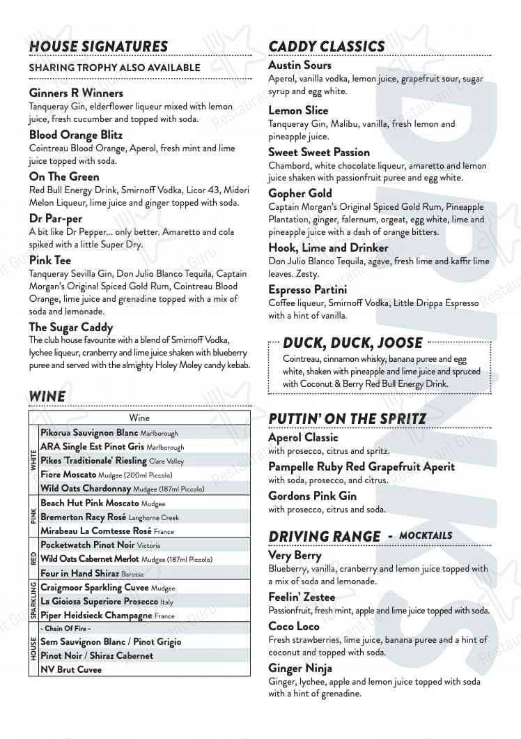 Menu at Holey Moley Golf Club Fortitude Valley, Fortitude Valley, 25 ...