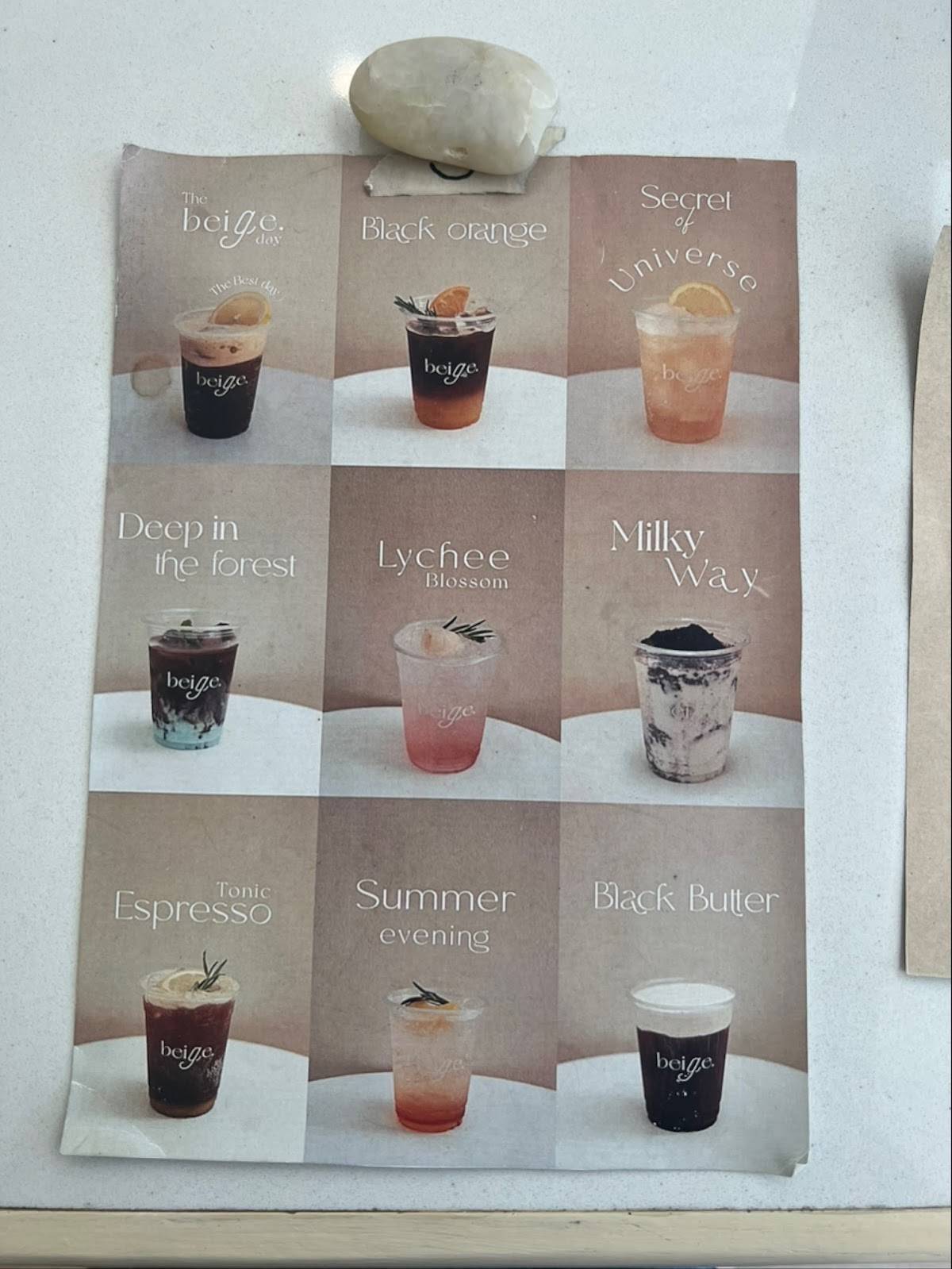 Menu at beige. cafe, Chiang Mai