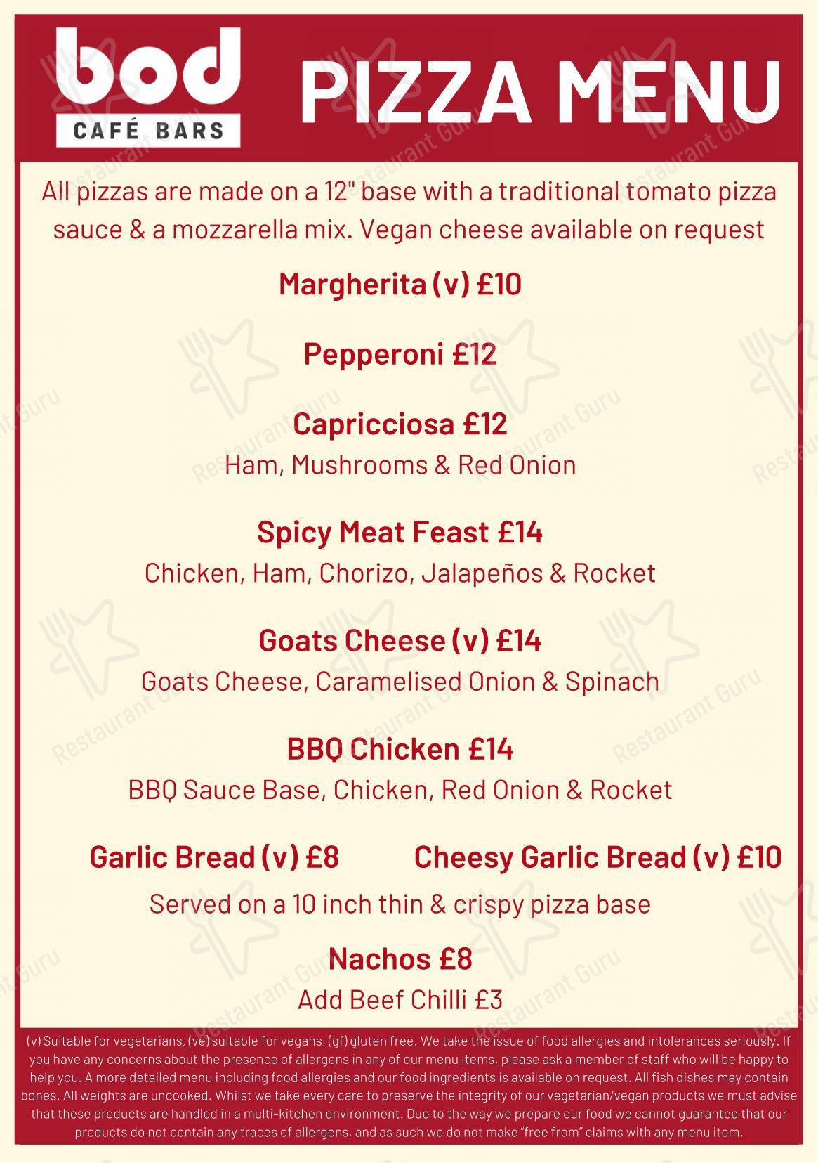 Menu at bod Stone cafe, Stone