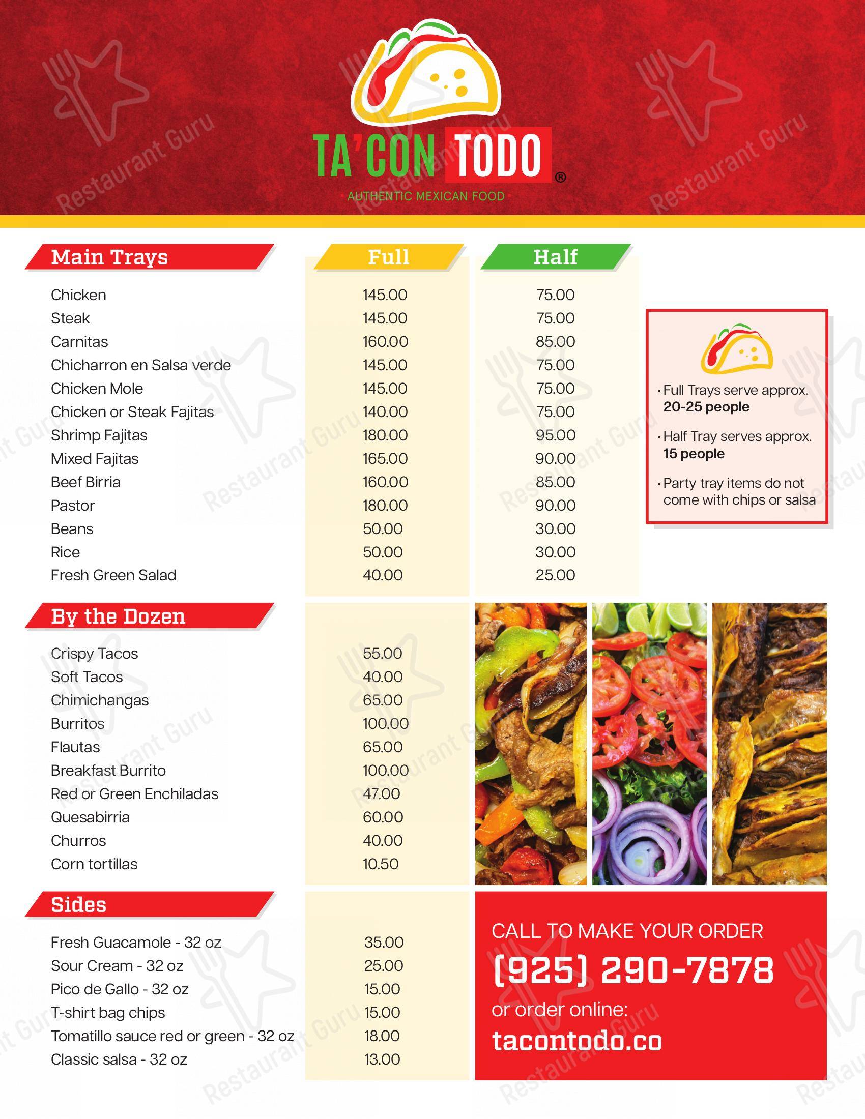 Menu at Ta'Con Todo restaurant, Livermore