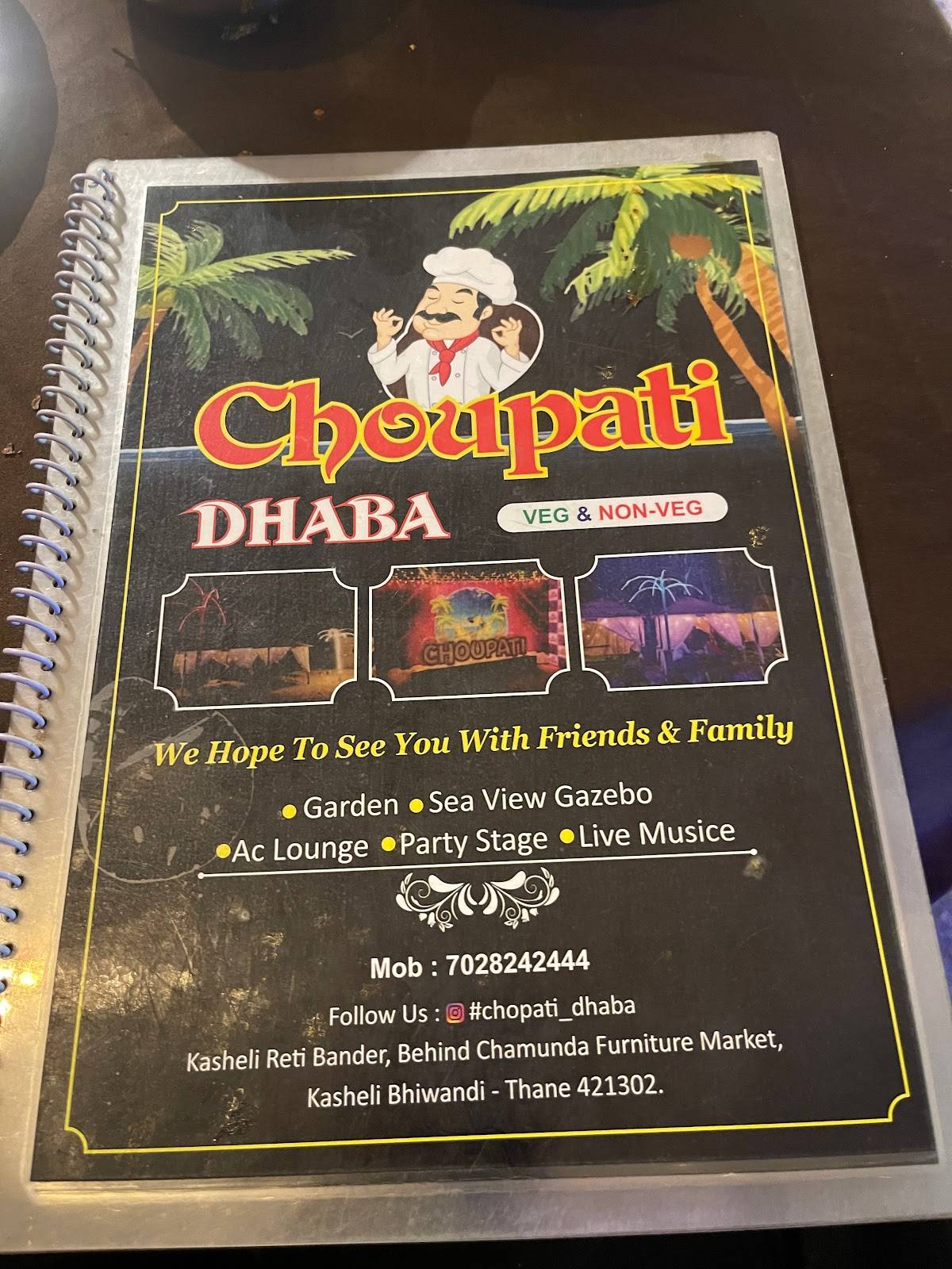 Menu at choupati dhaba, Kasheli