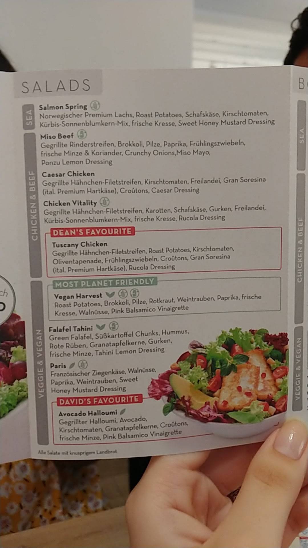 Speisekarte von dean&david fast Food, Linz, Hauptpl. 30