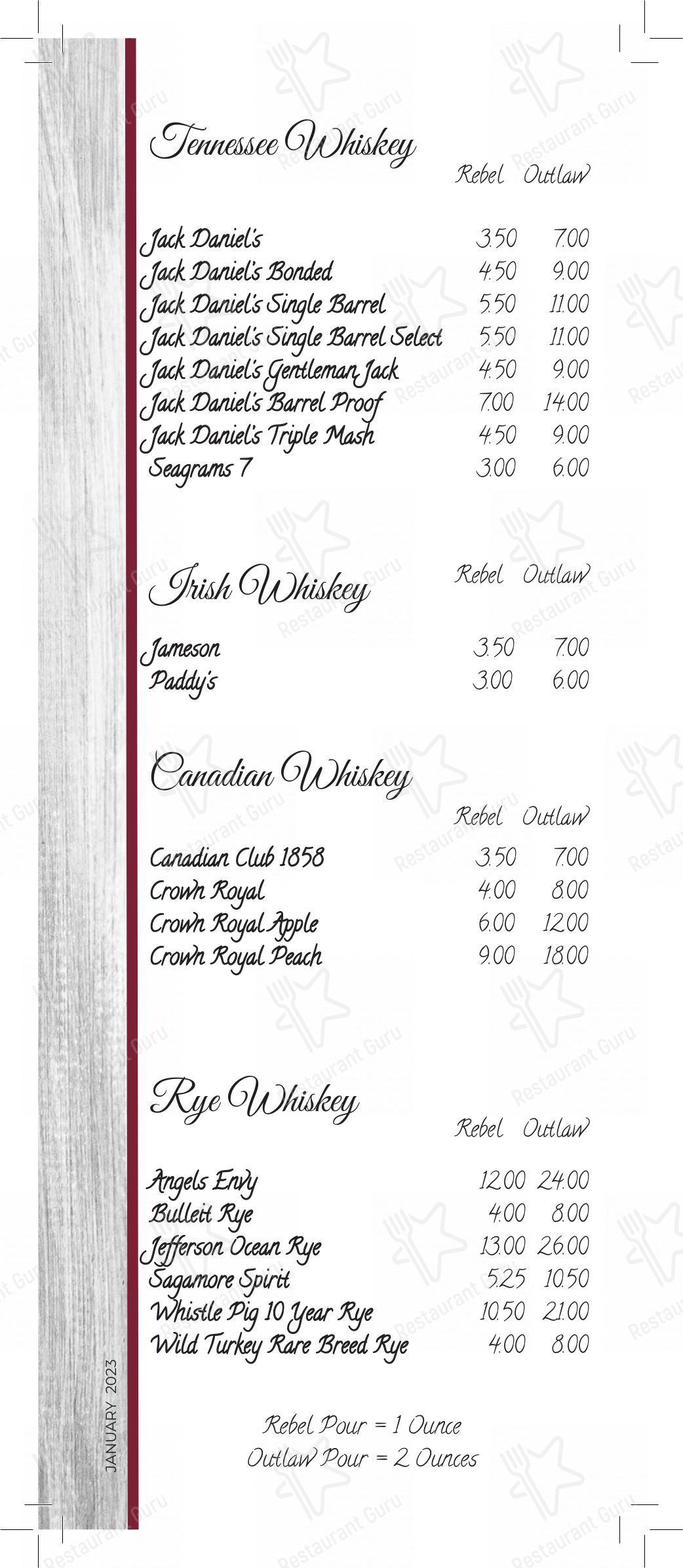 Menu at General Denver Hotel restaurant, Wilmington