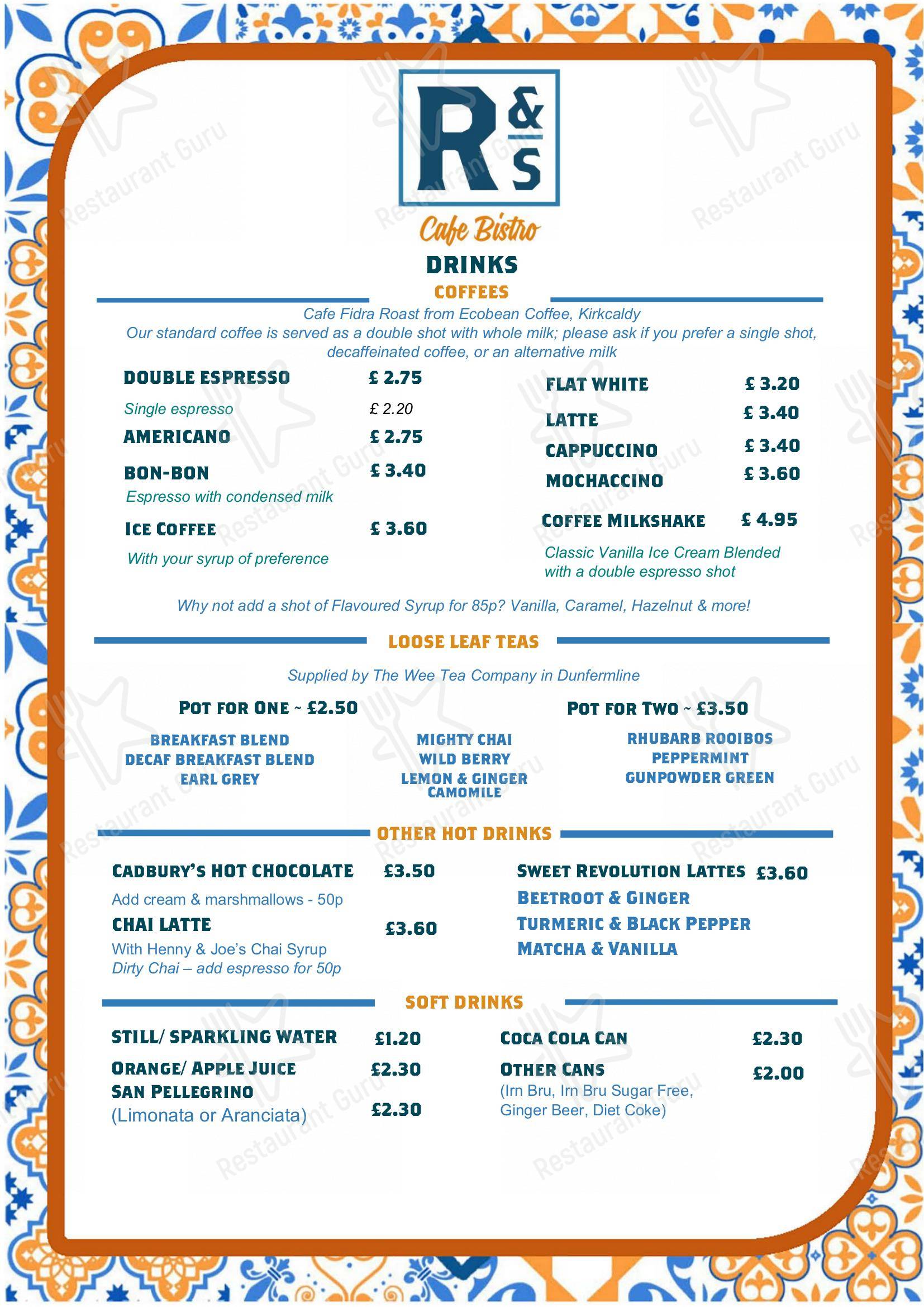 Menu at R&S Cafe Bistro, Kirkcaldy
