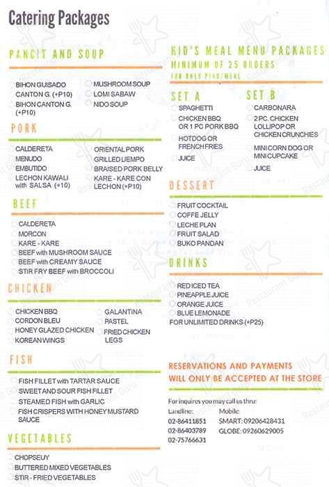 Menu at Ado's Panciteria restaurant, Pasig, 126 R. Jabson Street
