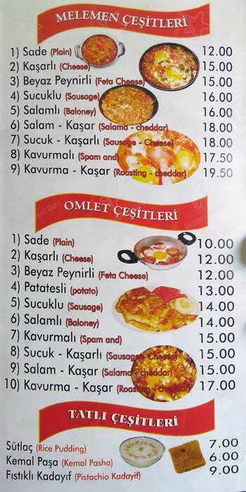 Menu at Atlas Cafe, Istanbul, Baş Ağa Çeşmesi Sk. 6/A