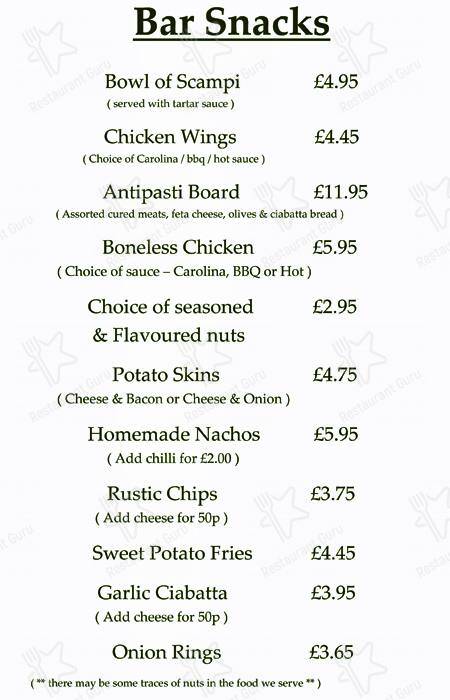 Menu at The Beech Tree pub & bar, High Wycombe