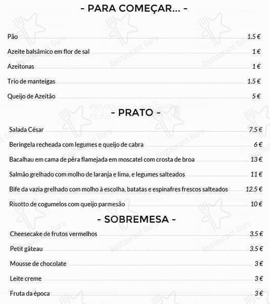 Menu at Culto Panorâmico restaurant, Palmela