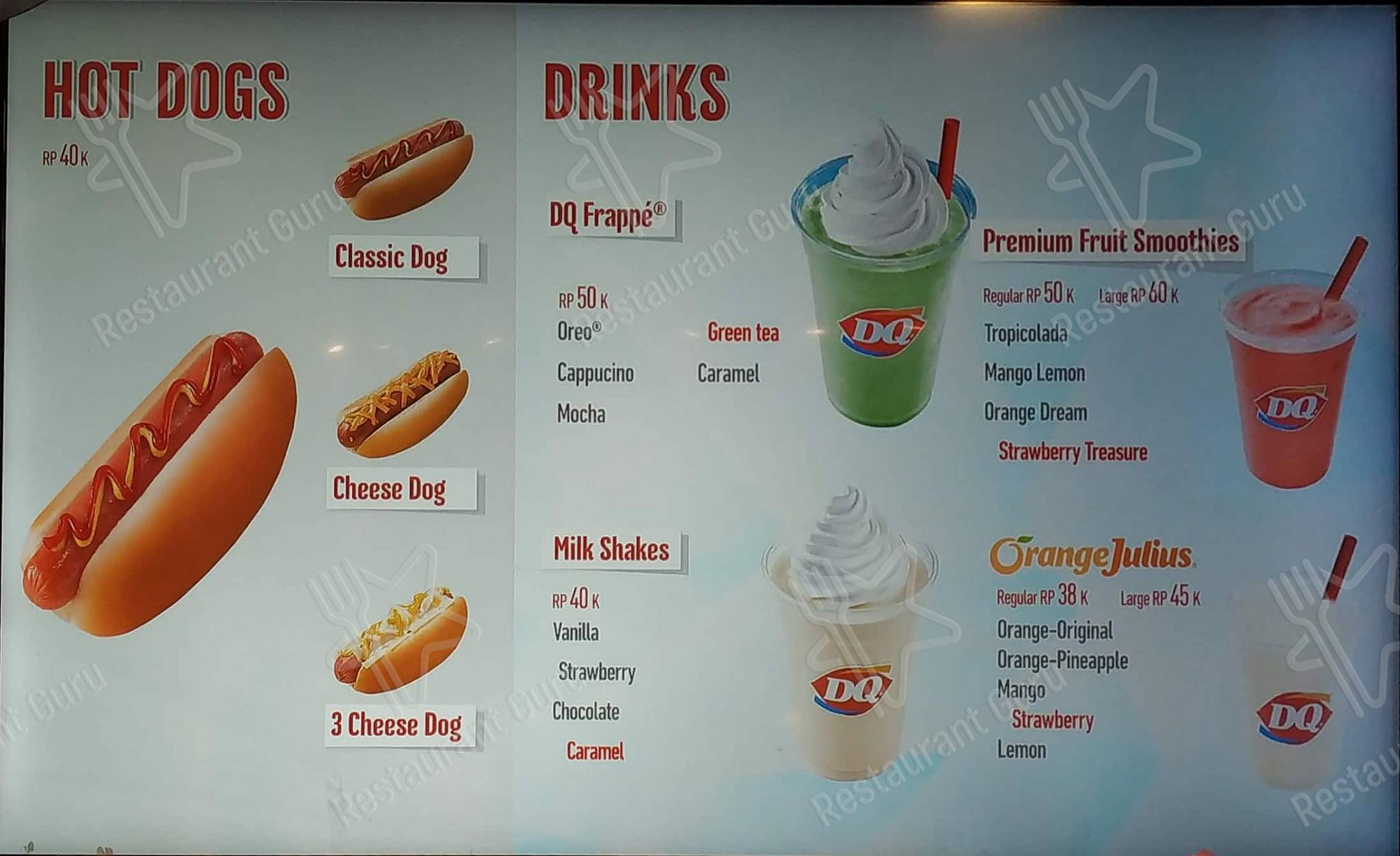 Menu at Dairy Queen desserts, Central Jakarta, Jl. M.H. Thamrin No.1