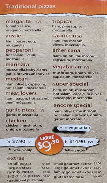 Menu at Encore Pizza Cranbourne pizzeria, Cranbourne