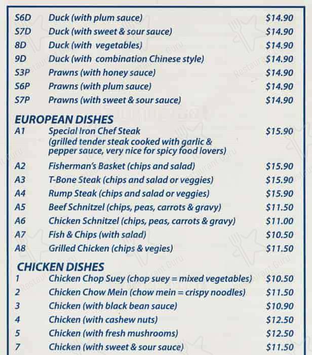 Menu at Iron Chef Fresh Asian Cuisine restaurant, Aberfoyle Park