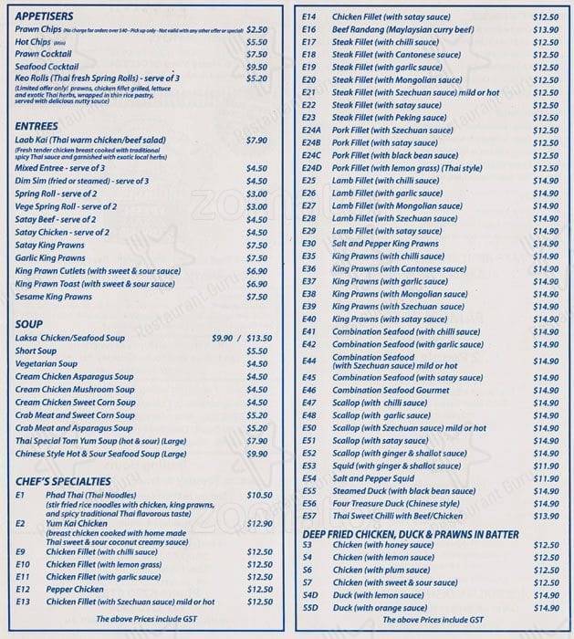 Menu at Iron Chef Fresh Asian Cuisine restaurant, Aberfoyle Park