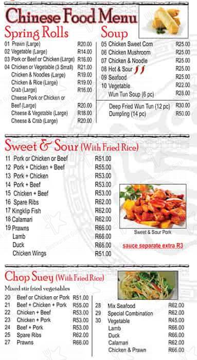 Menu at Kim Bo and Sushi waverley restaurant, Pretoria