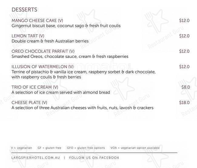 Menu at Largs Pier Hotel pub & bar, Largs Bay