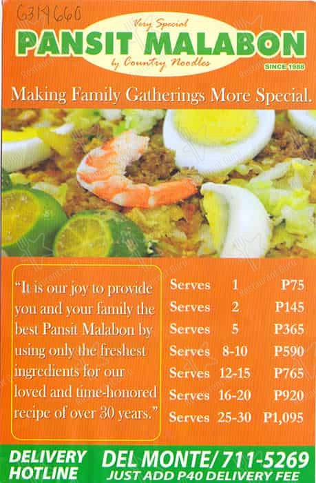 Menu at Pansit Malabon by Country Noodles, Pasig, Pioneer Center Supermart
