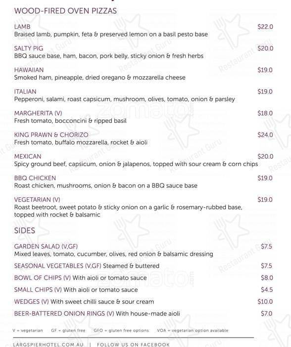 Menu at Largs Pier Hotel pub & bar, Largs Bay