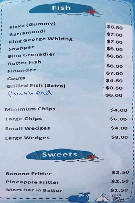 Menu at Starfish Seafoods fast food, Whittlesea