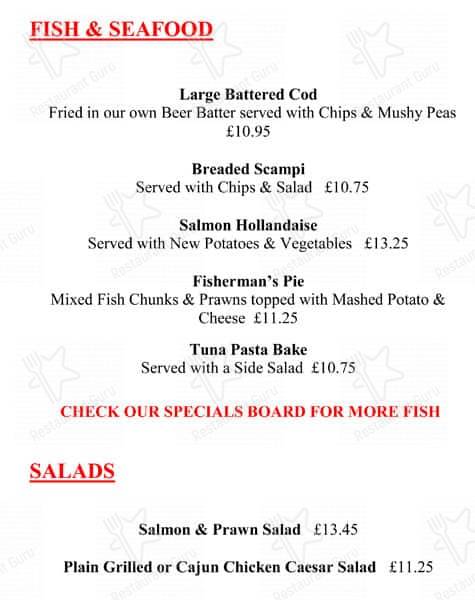 Menu at The Heathfield Inn pub & bar, Honiton