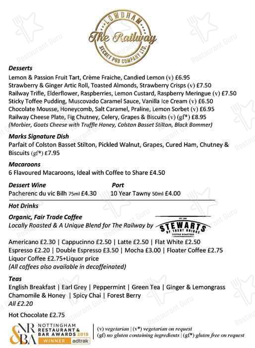 Menu at The Railway Lowdham pub & bar, Lowdham