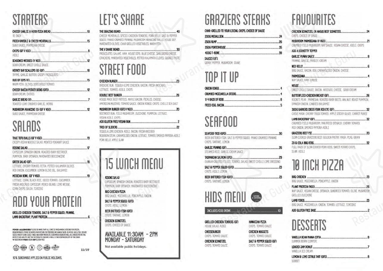 Menu at Village Hotel pub & bar, Golden Grove, The Golden Way