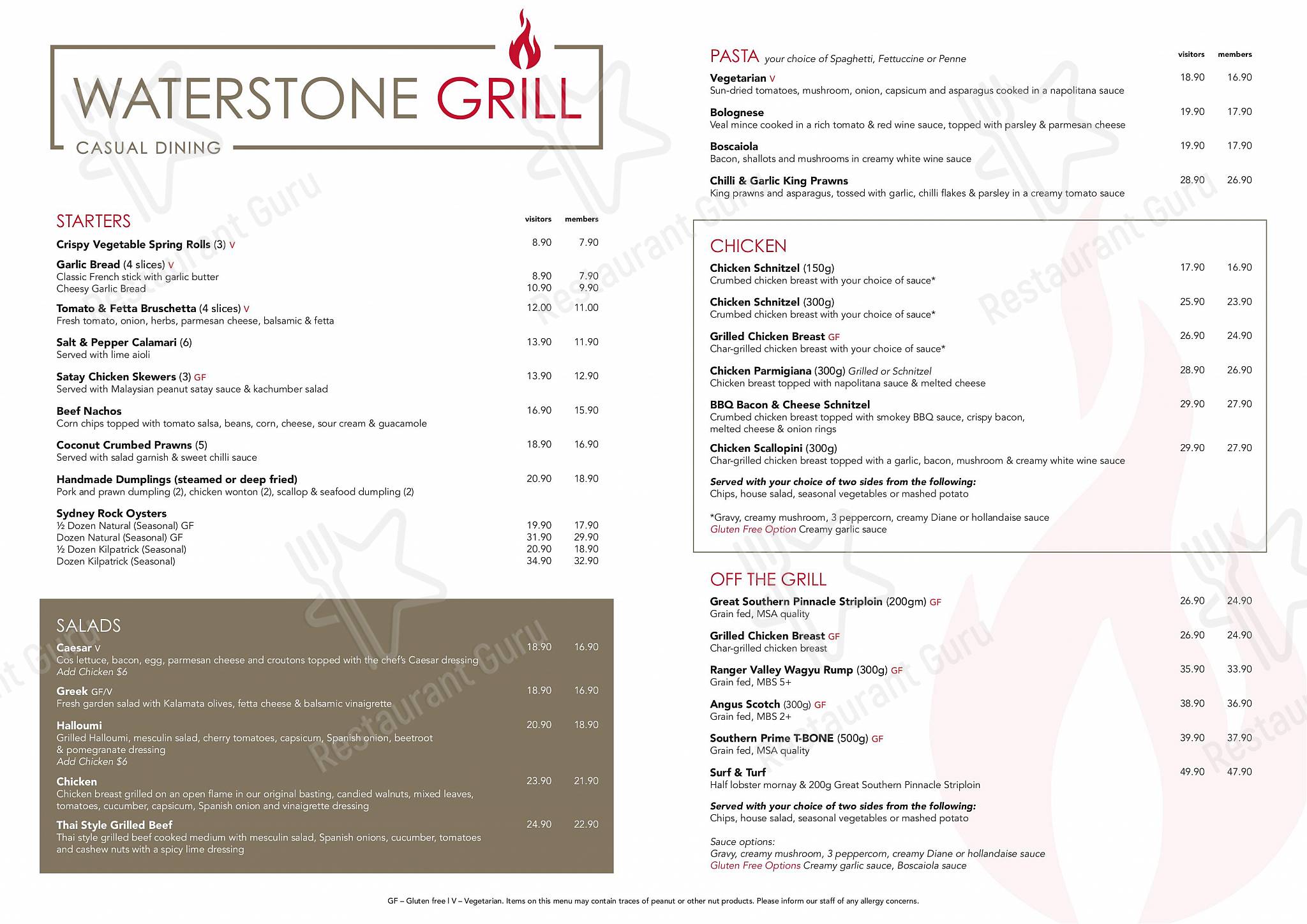 Menu at Waterstone Grill restaurant, North Saint Marys, St Marys ...
