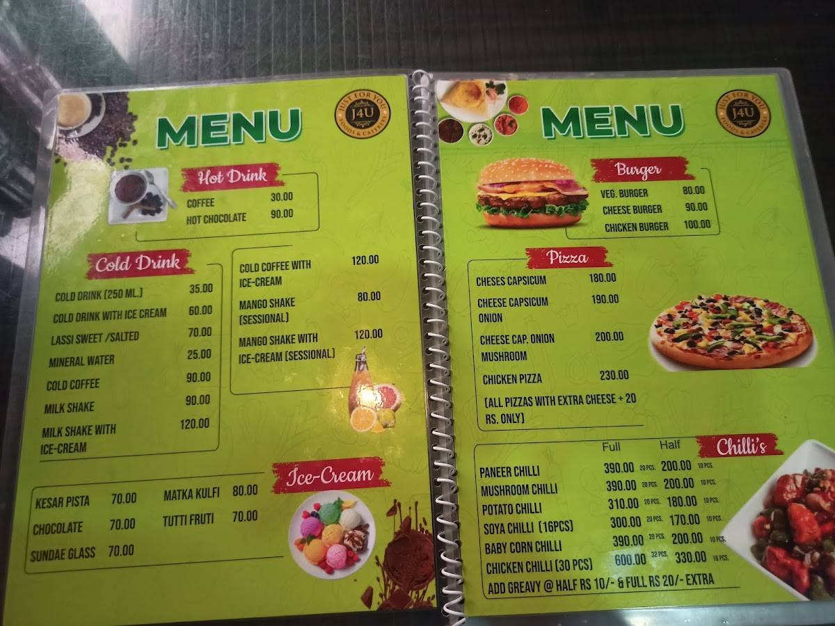 Menu at just for you restaurant, Basti