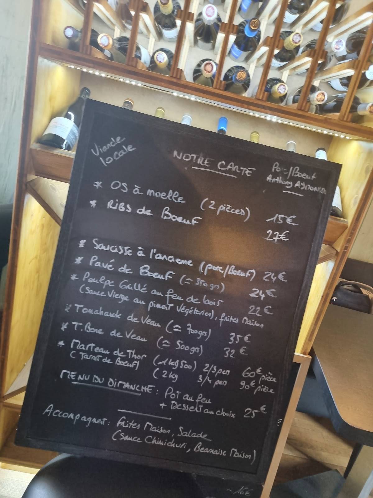 Menu au Côte & Rôti restaurant, Bloye