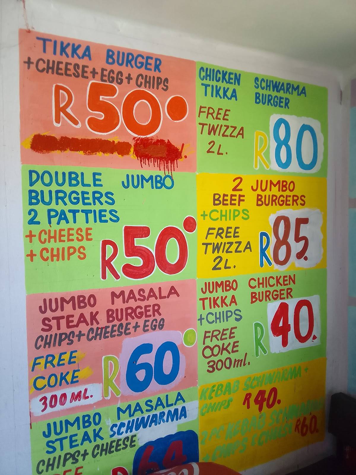 Menu at Al Ameen Chicken Tikka N Suchwarma restaurant, South Africa