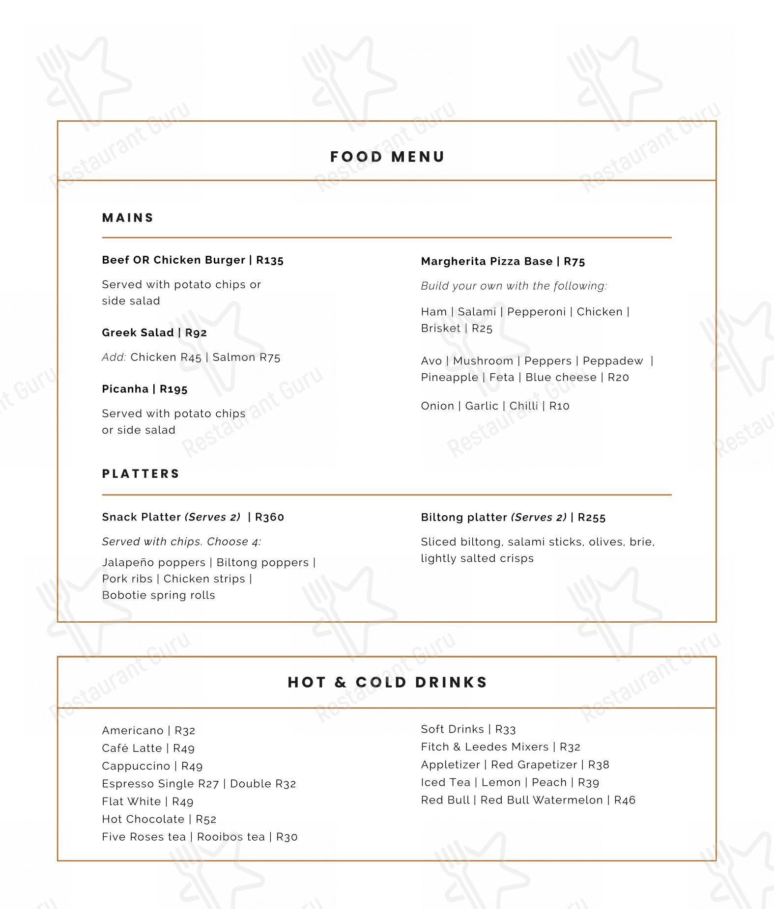 Menu at BOMA Restaurant South Africa, Pretoria