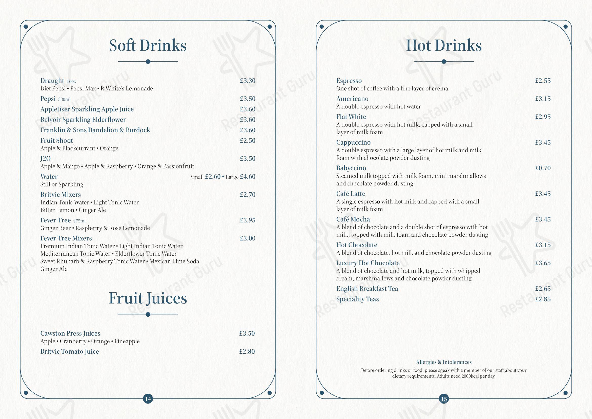 Menu at Bleeding Wolf, Scholar Green pub & bar, Stoke-on-Trent