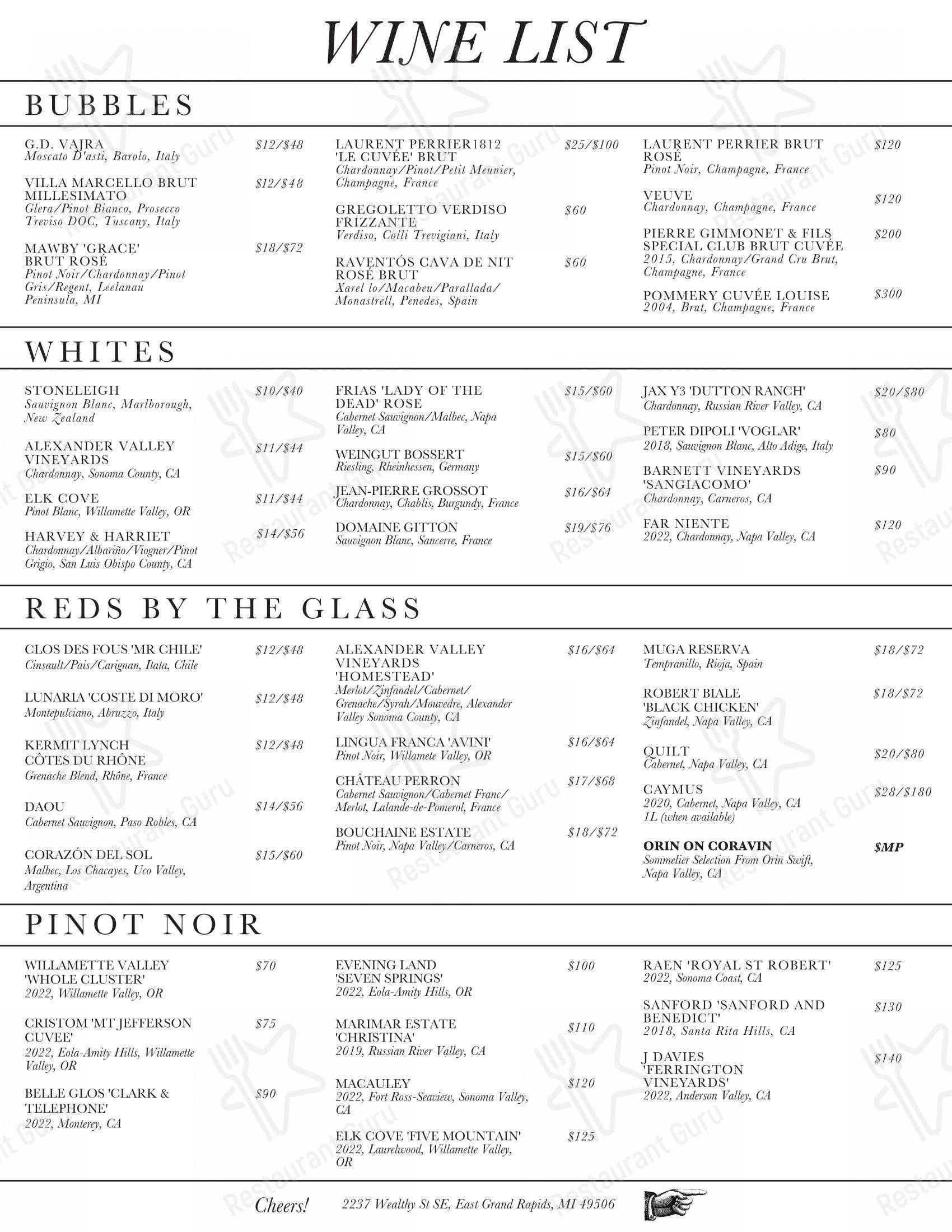 Menu at Bowdie’s Chophouse pub & bar, Grand Rapids