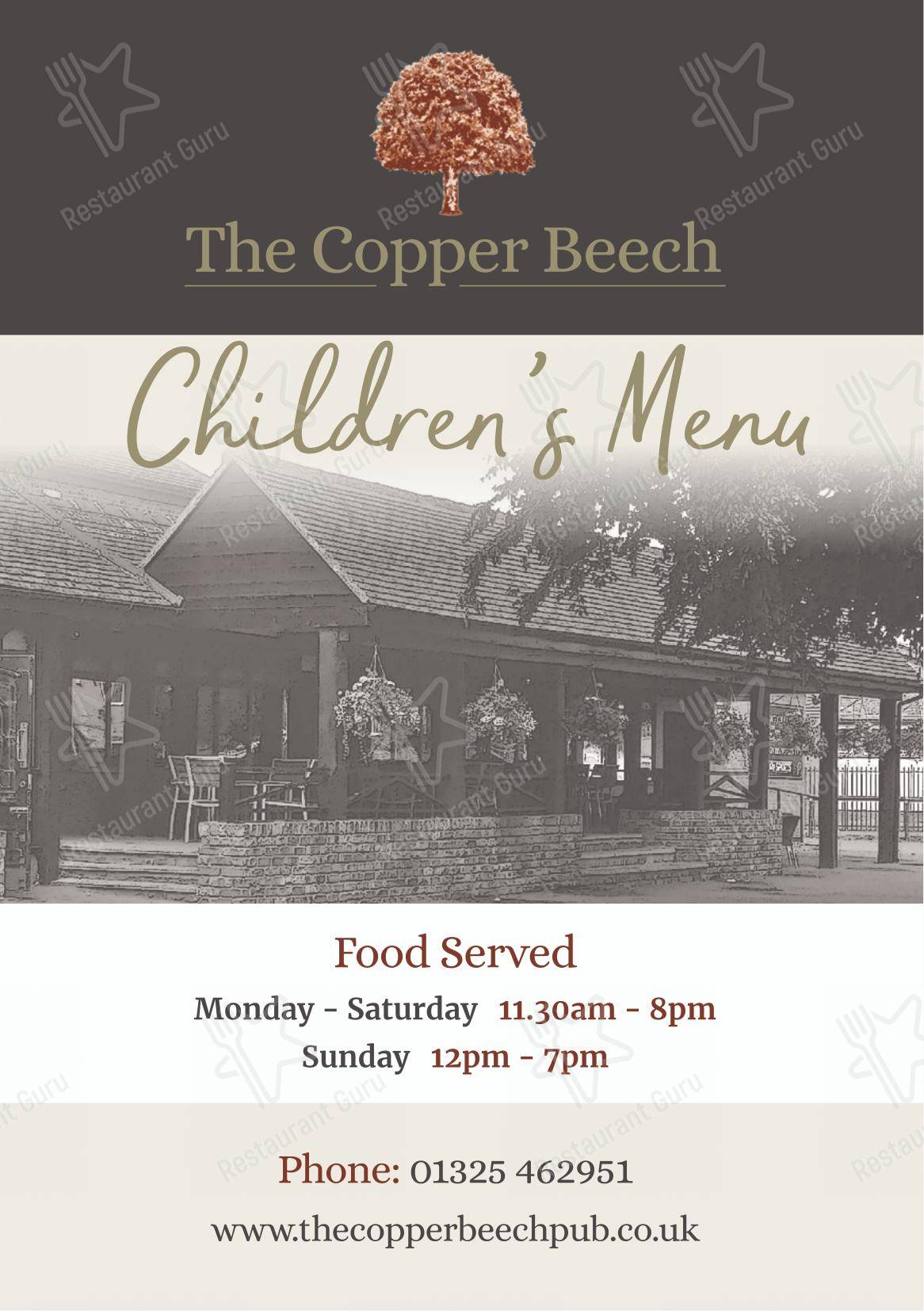 Menu at Copper Beech Pub, Darlington