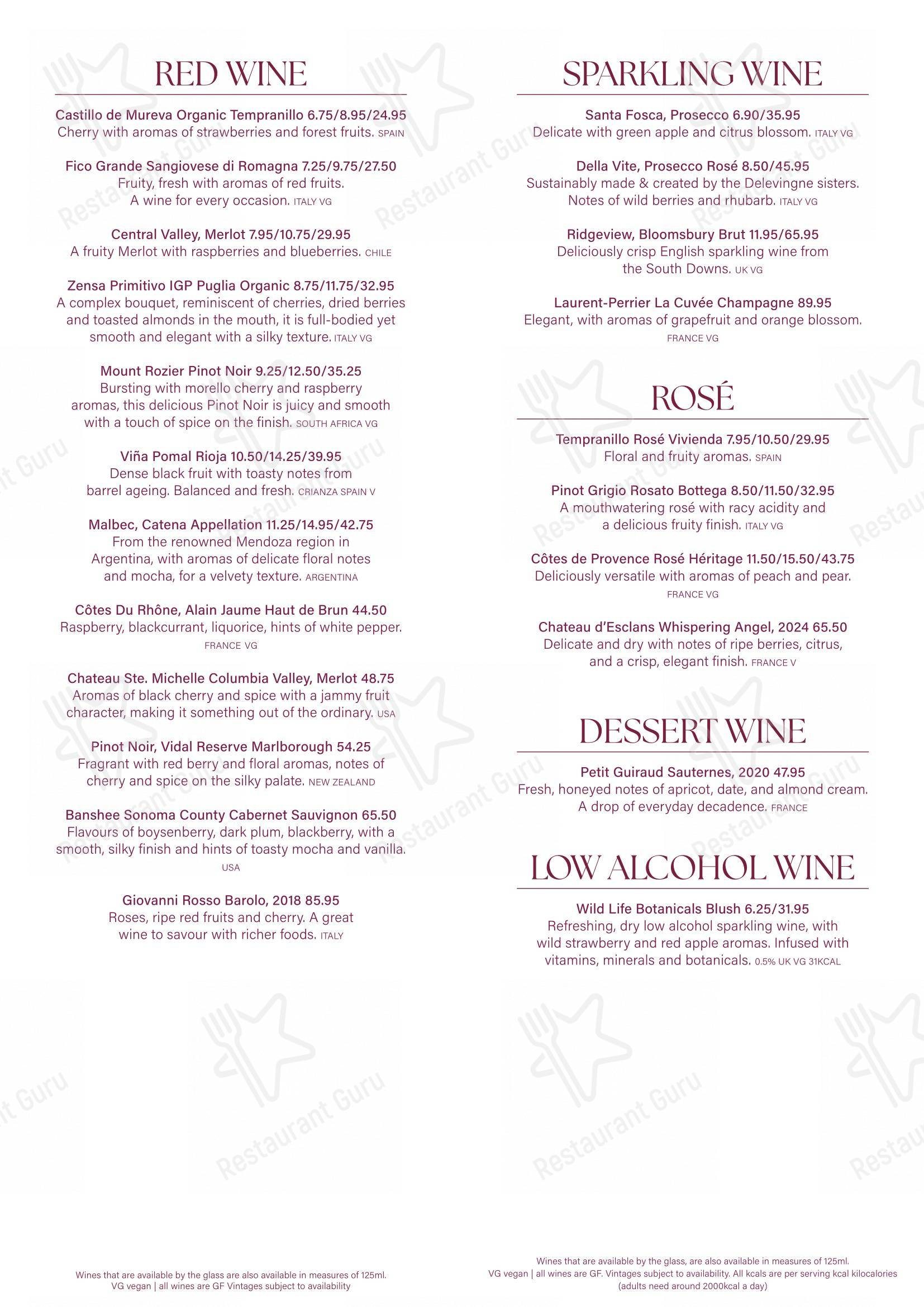 Menu at Cosy Club, Norwich