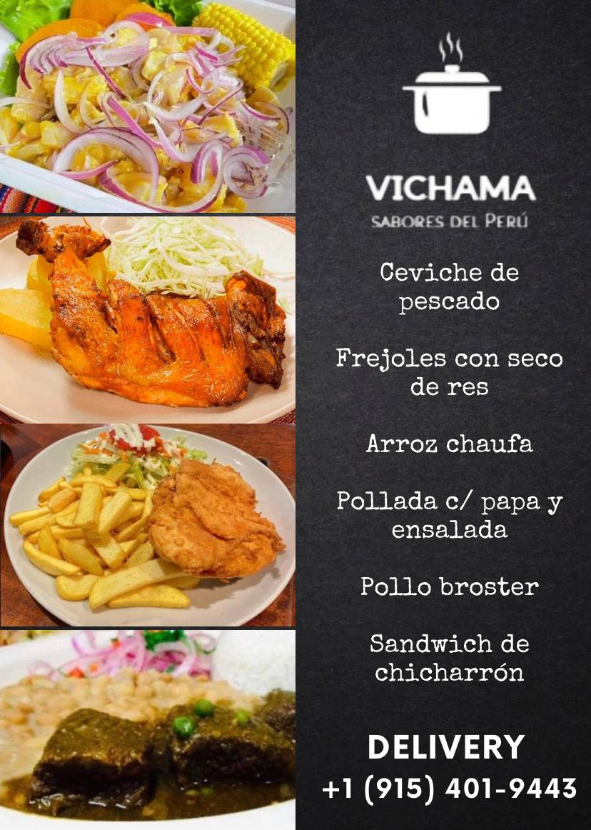 Menu at Peruvian Food Truck Vichama Sabores del Peru restaurant, El Paso
