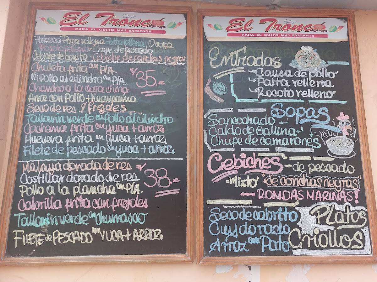 Carta del restaurante El Tronco, Lima, 3491 Maranga San Miguel