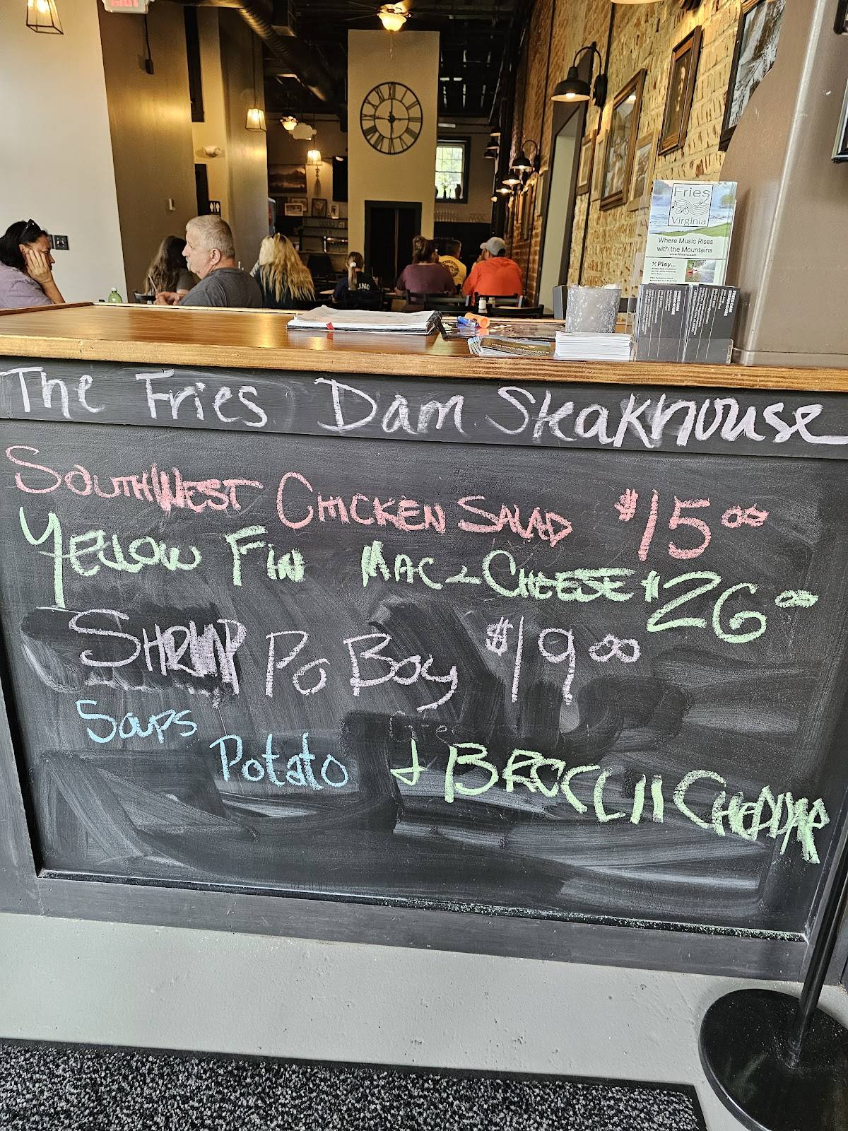 Menu at Fries Dam Steakhouse, Fries