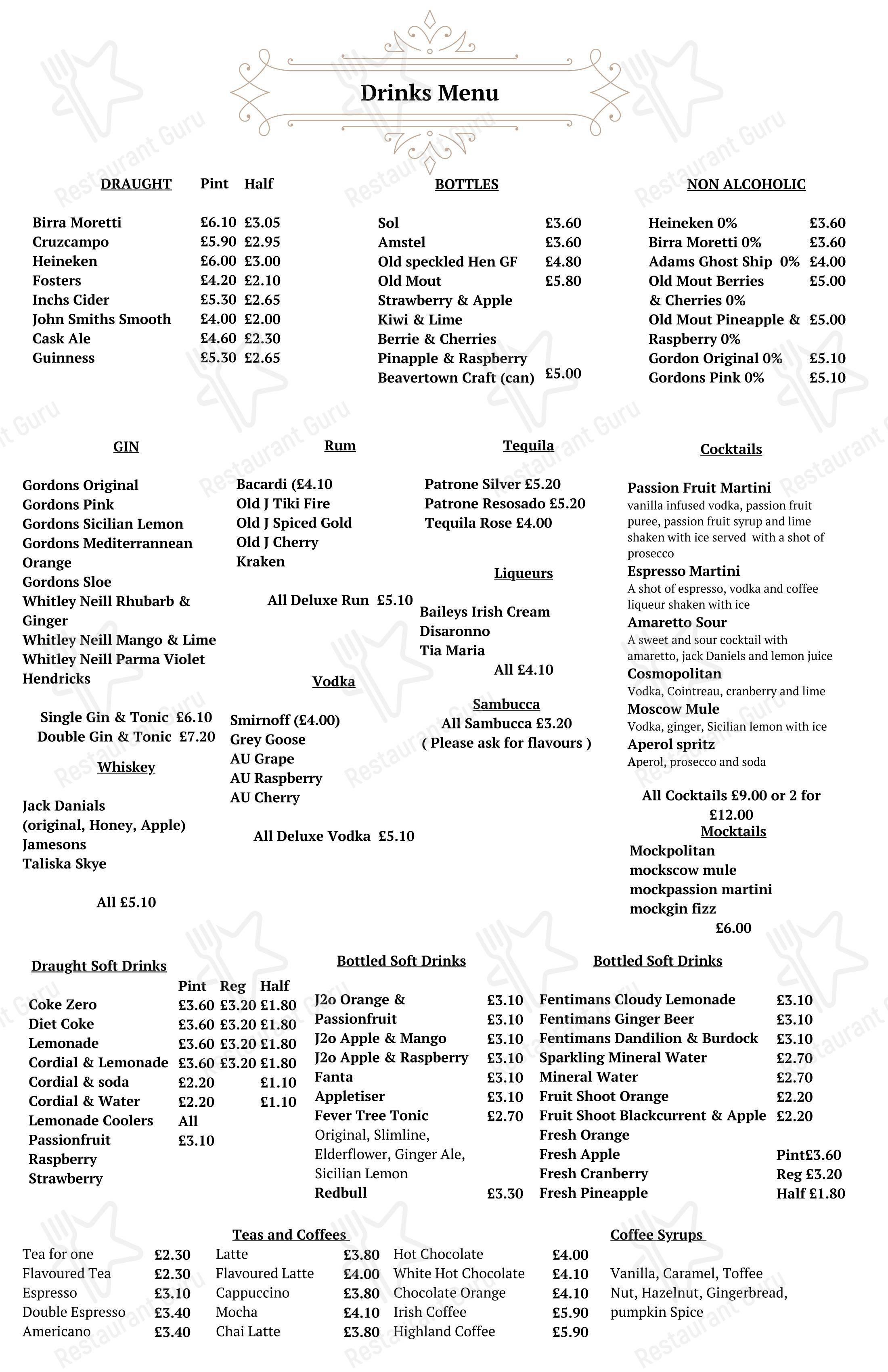 Menu at Hamilton Russell Arms pub & bar, Stockton-on-Tees