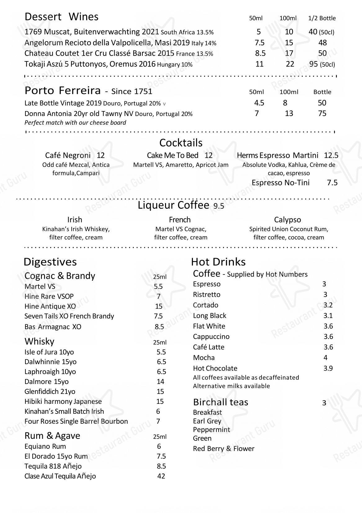 Menu at Hermitage Rd Bar and Restaurant, Hitchin