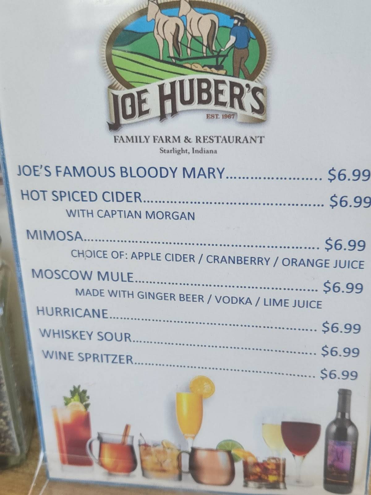 Menu at Joe Huber's Family Farm & Restaurant, USA