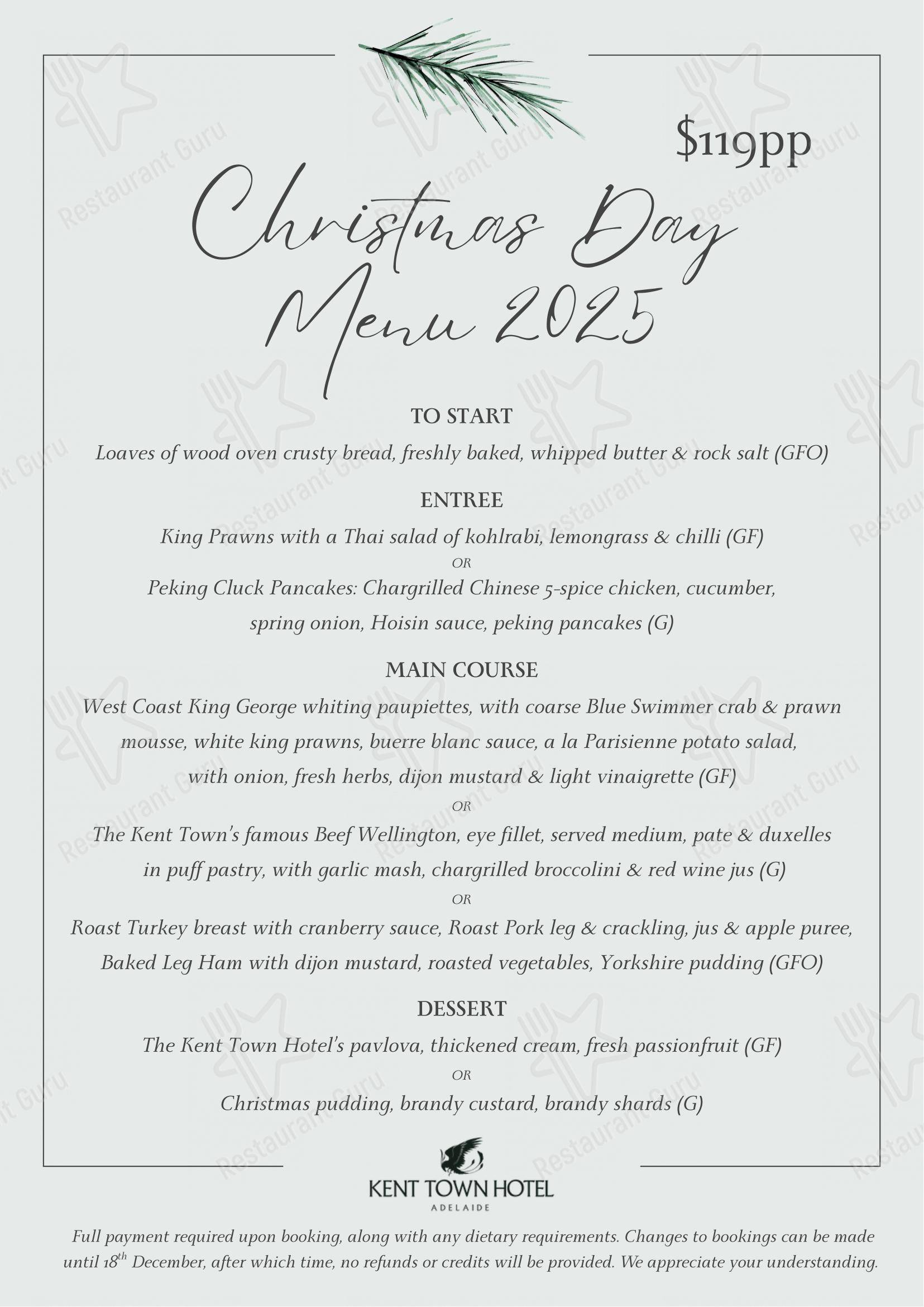 Menu at Kent Town Hotel pub & bar, Kent Town