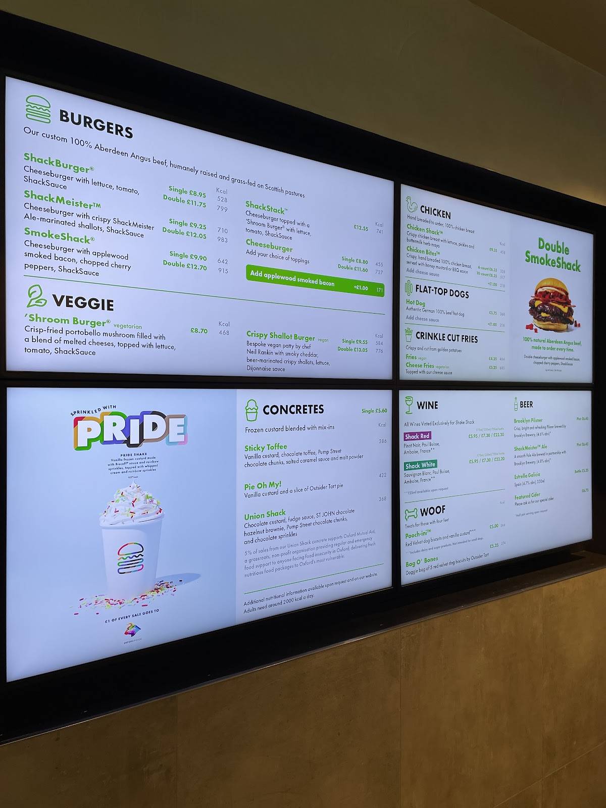 Menu at Shake Shack Oxford restaurant, Oxford