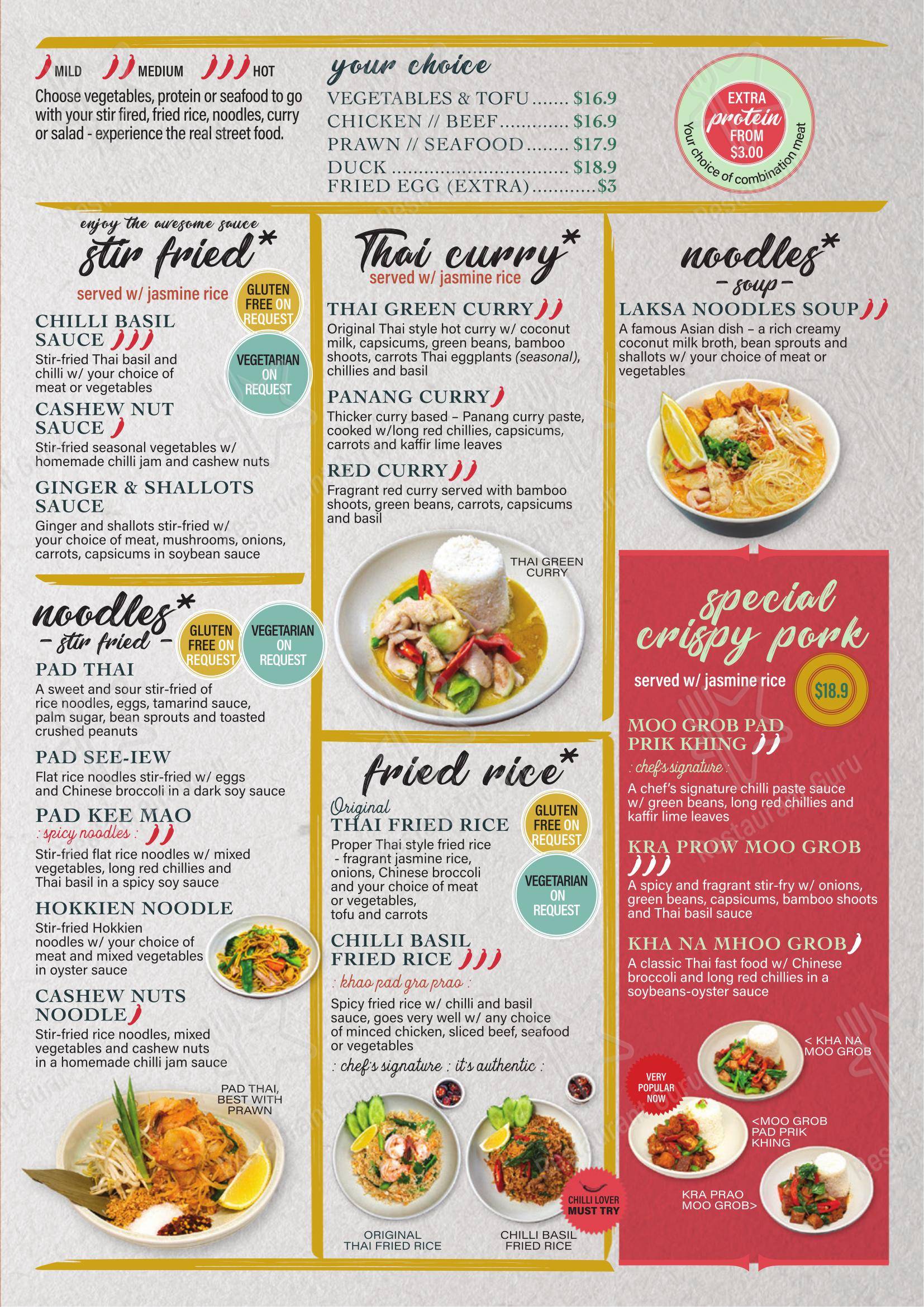 Menu at Papaya Cammeray restaurant, Cammeray