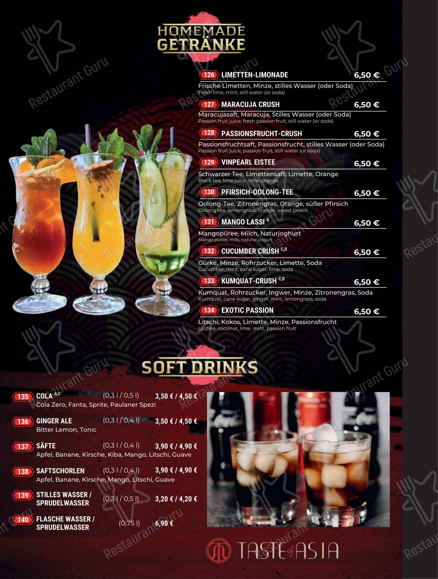 Speisekarte von Taste of Asia Germany GmbH restaurant, Chemnitz