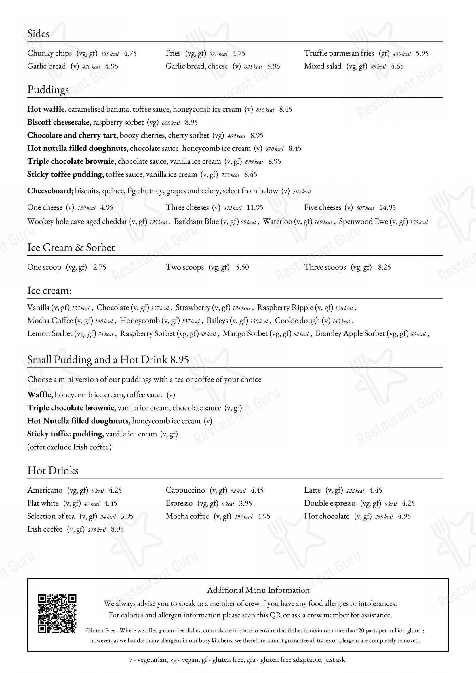 Menu at The Mill House pub & bar, Hook