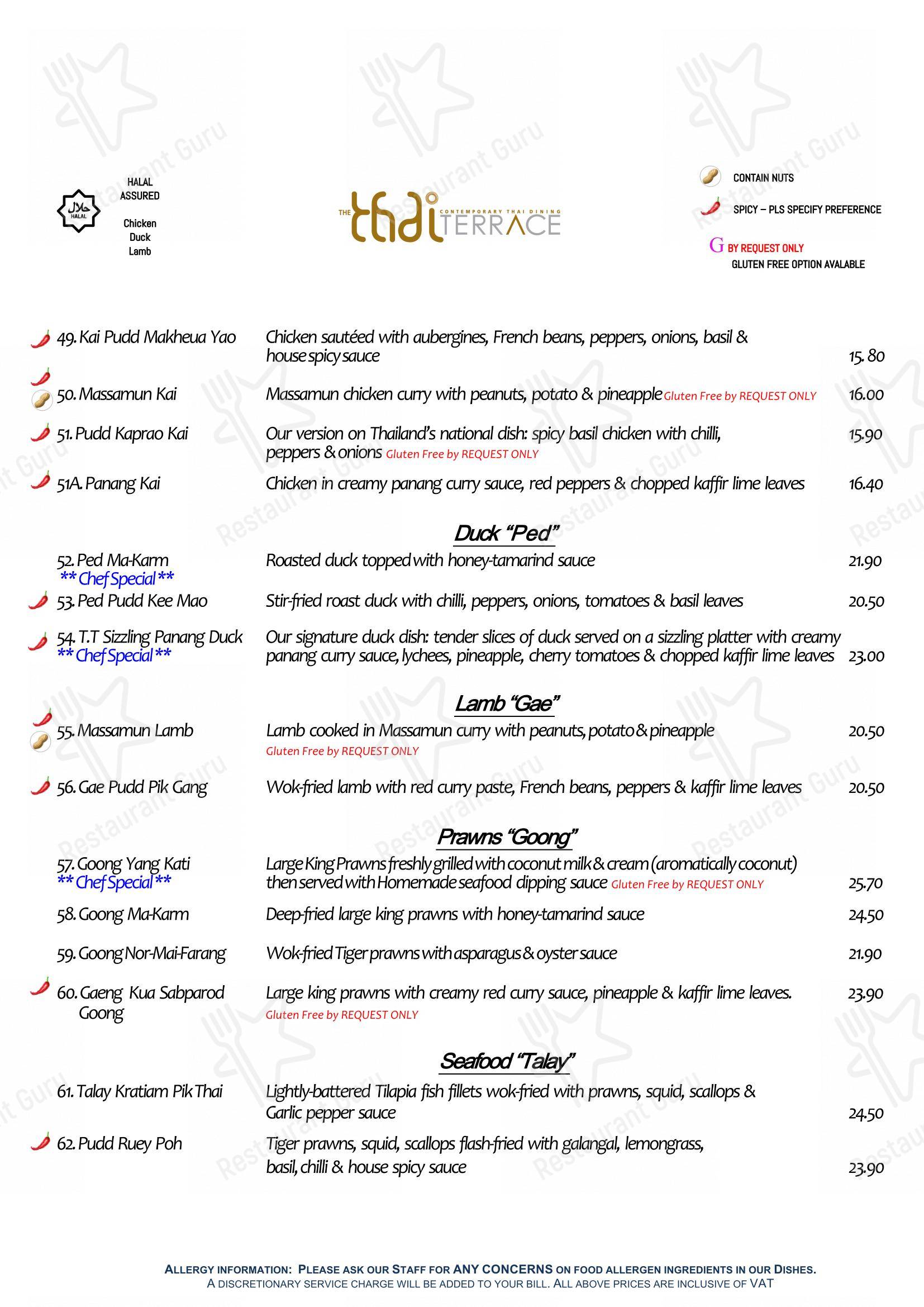 Menu at The Thai Terrace - Rooftop Restaurant & Cocktail Bar, Guildford