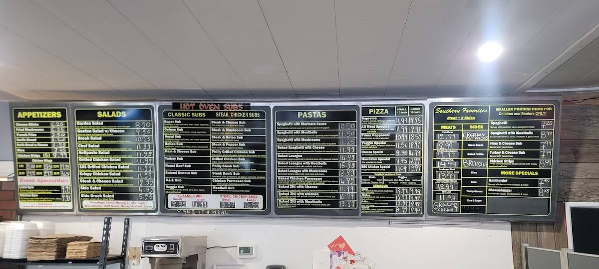 Menu at 101 DELI PIZZA PASTA pizzeria, Due West
