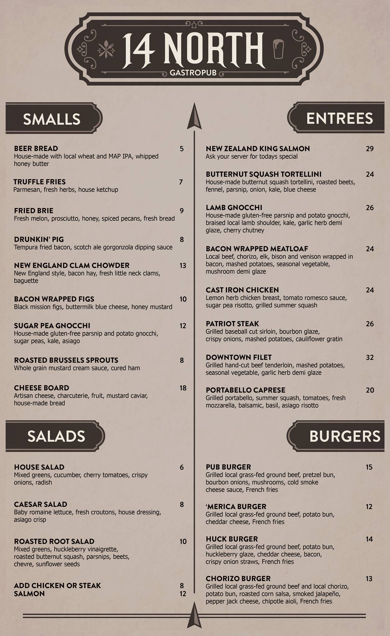 Menu at 14 North Restaurant, Bozeman, 14 N Church Ave