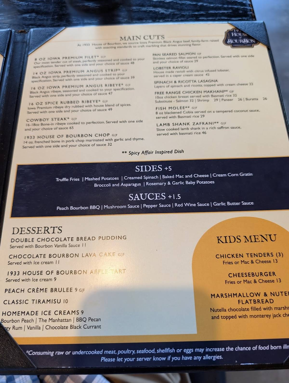 Menu at 1933 House of Bourbon pub & bar, Edwardsville
