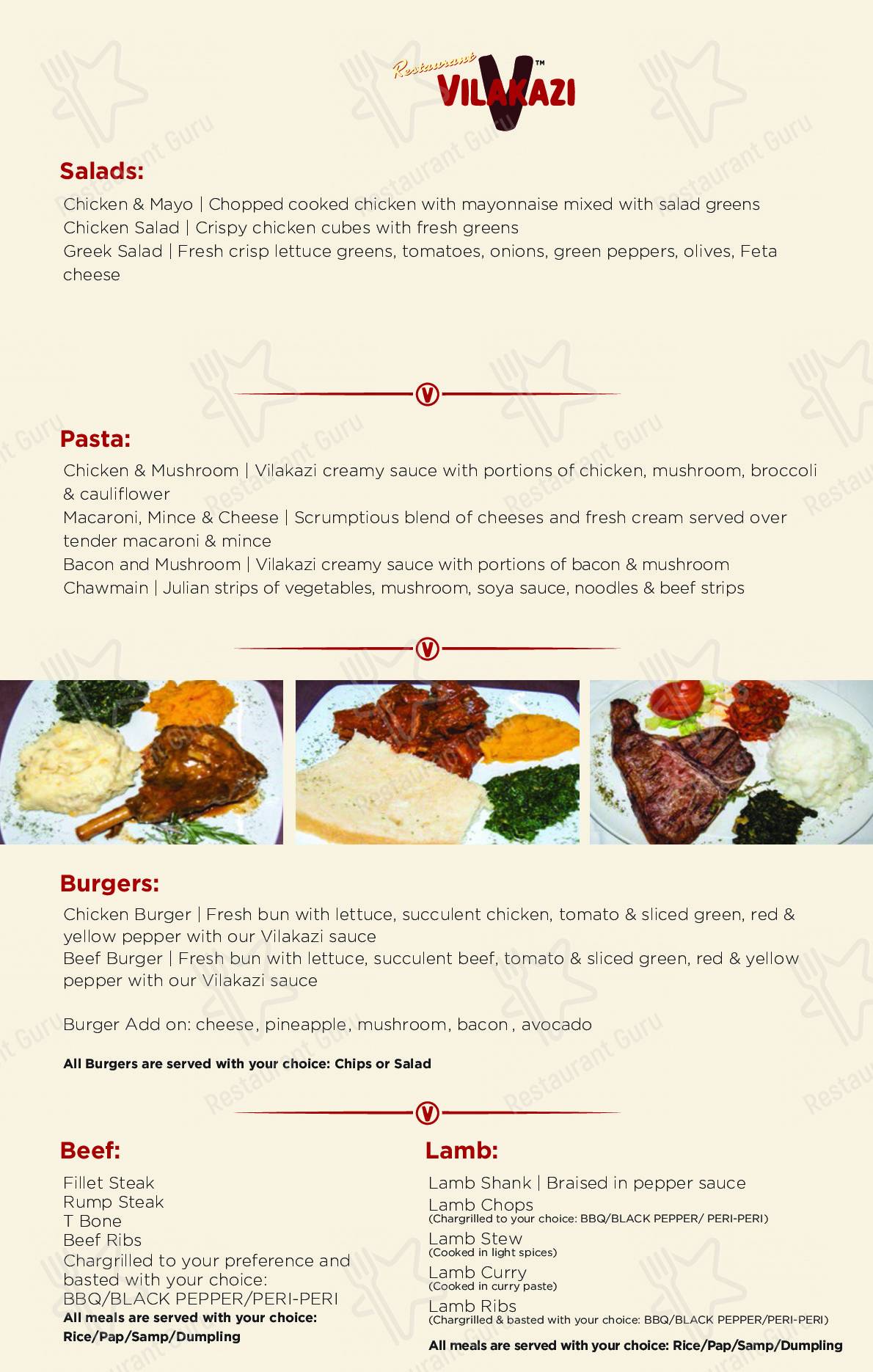 Menu at 1947 on Vilakazi Street restaurant, Soweto