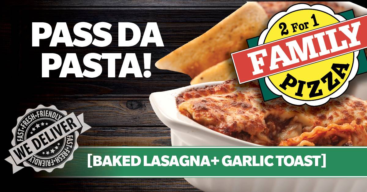 Menu at 2 for 1 Family Pizza Outlook restaurant, Outlook